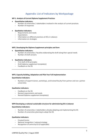 WP 6. LEBPASS – Quality Plan | PDF