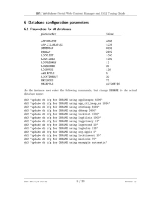 WebSphere Portal Version 6.0 Web Content Management and DB2 Tuning Guide | PDF