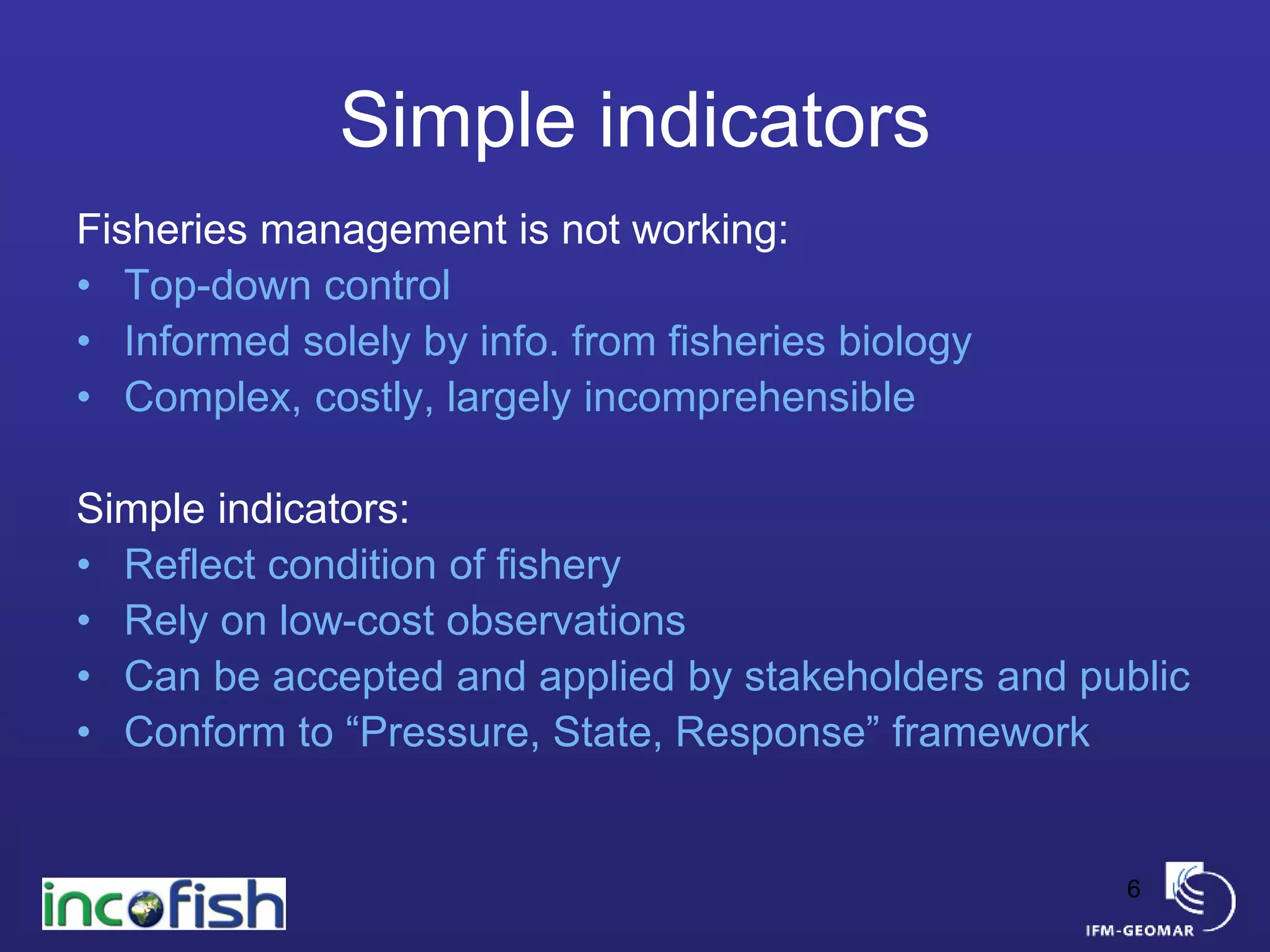 Simple Indicators for Sustainable Fisheries | PPT