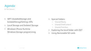 Windows Phone 8 - 4 Files and Storage | PPTX | Data Storage and ...