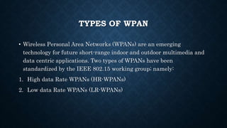 Wireless Personal Area Network(WPAN) | PPTX