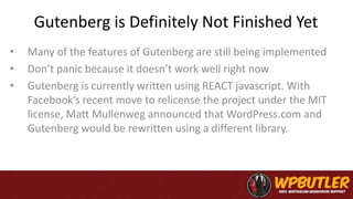 An Introduction to Gutenberg, WordPress's New Editor | PPTX | Web Design and HTML | Internet