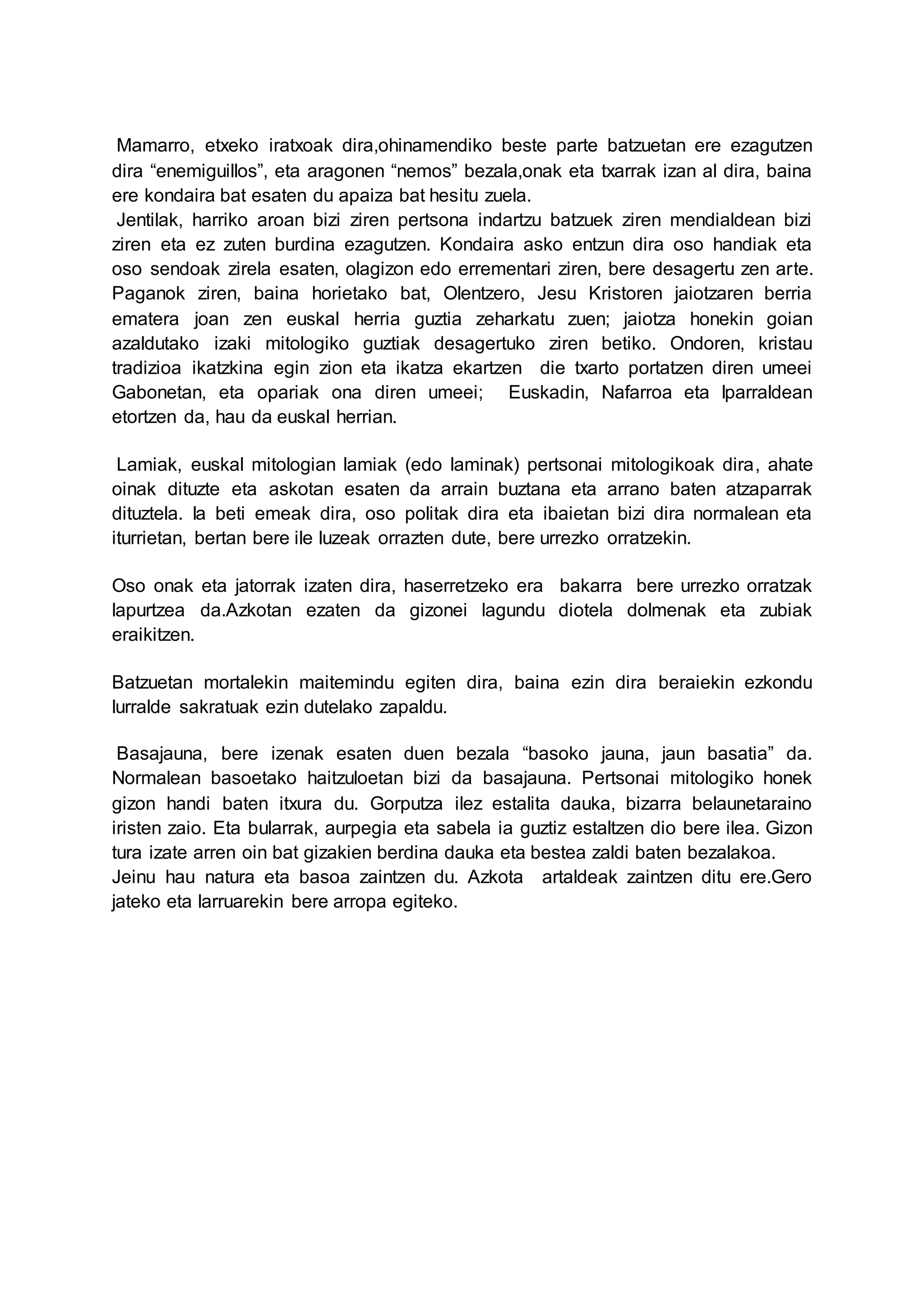 Euskal mitologia, lamia eta basajauna | DOCX