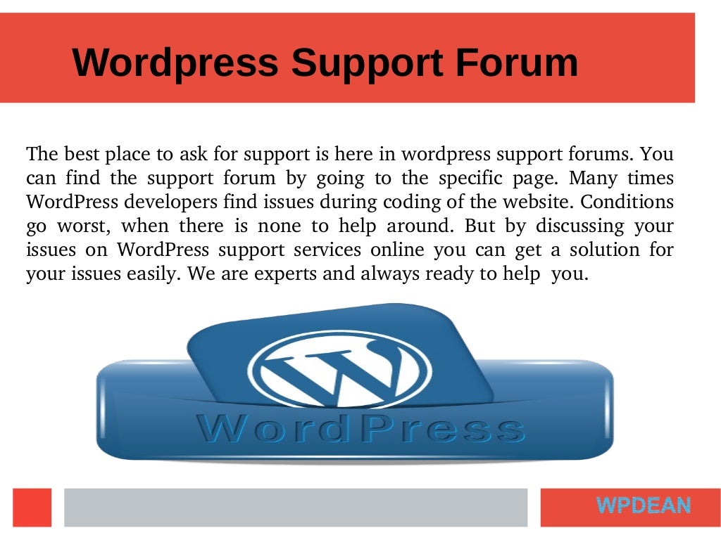 Wordpress support forum