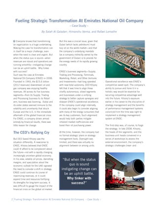 Fueling Strategic Transformation at Emirates National Oil Company | PDF