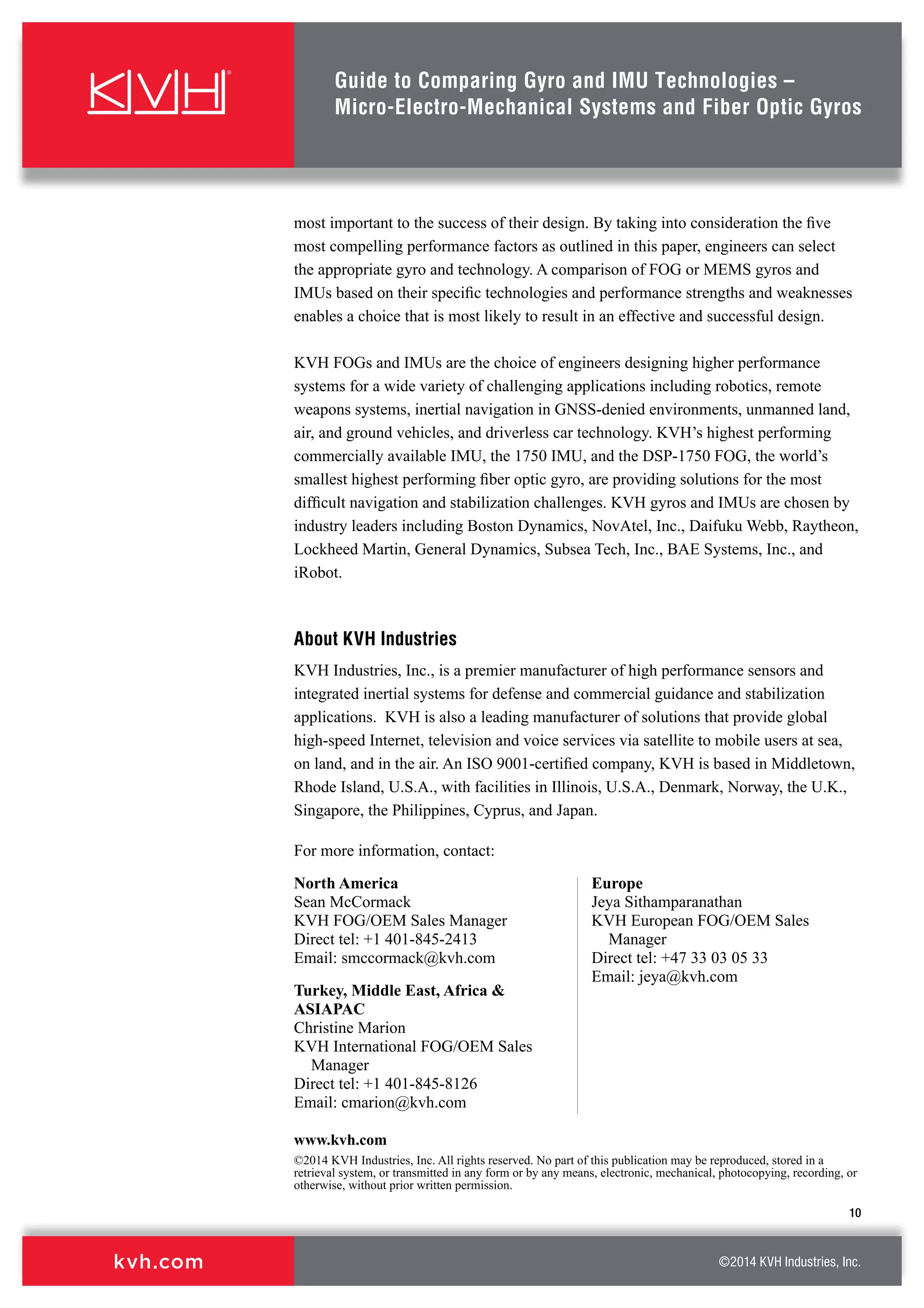 Guide to Comparing Gyro and IMU Technologies - MEMS and Fiber Optic Gyros | PDF