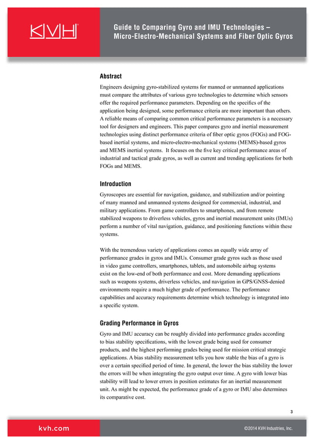 Guide to Comparing Gyro and IMU Technologies - MEMS and Fiber Optic Gyros | PDF
