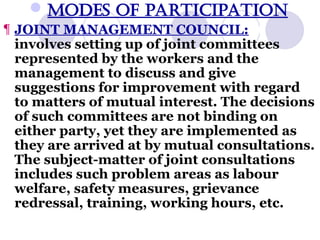 WORKERS PARTICIPATION IN MANAGEMENT ANS EMPOWERMENT | PPT