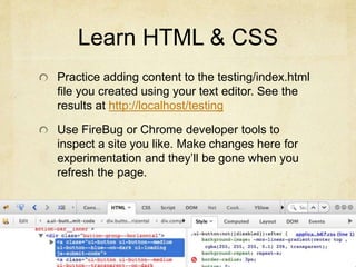 Writing your own WordPress themes and plugins | PPT