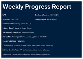 Weekly Progress Report - 1 | PDF
