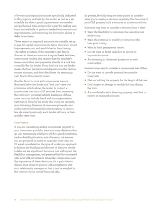 RECOURSE VS NON RECOURSE FOR COMMERCIAL REAL ESTATE FINANCING | PDF