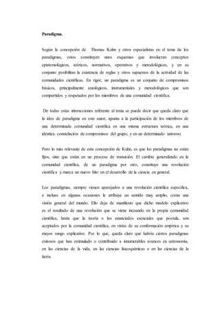 Evolución de las Ciencias "Paradigmas" | DOC