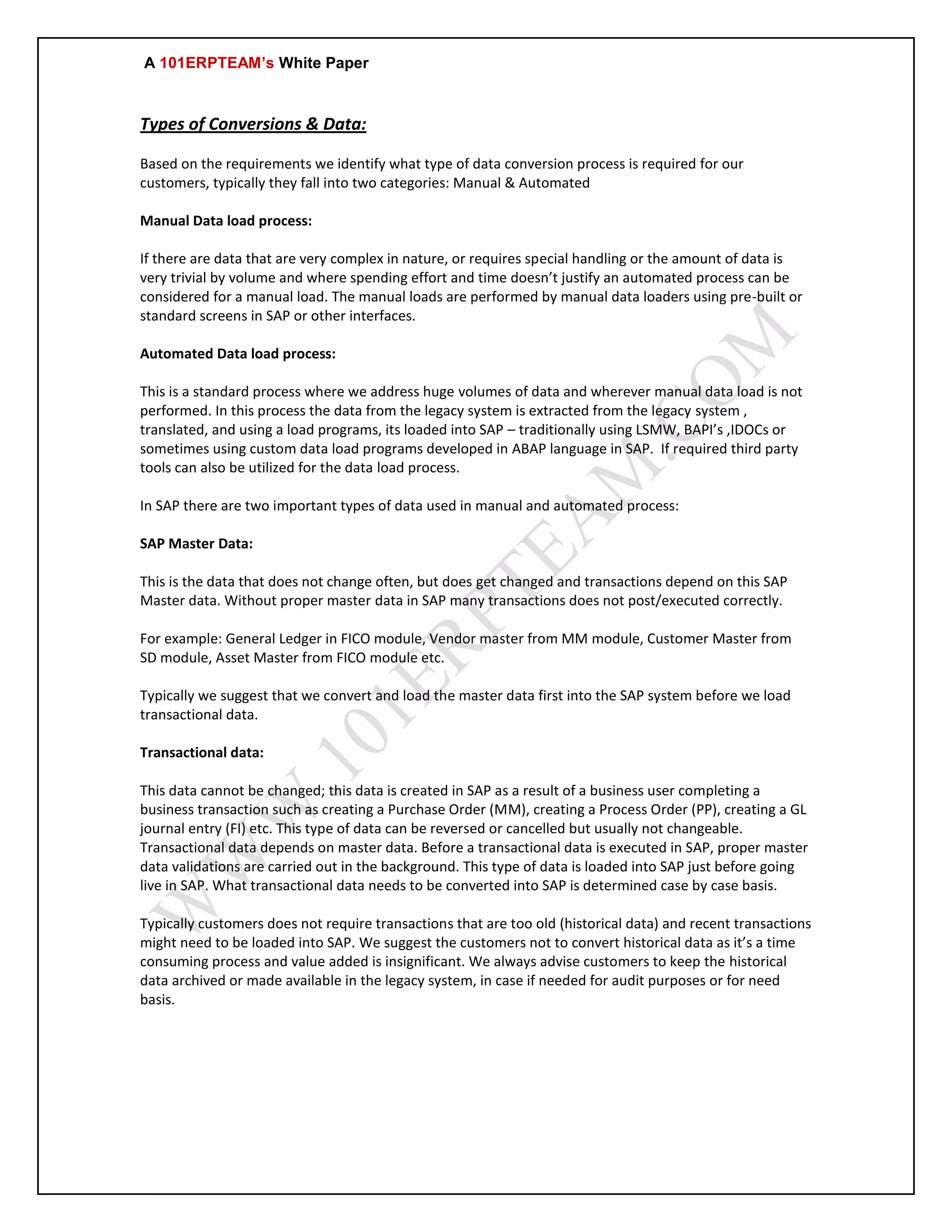 Wp Sap Datamigration Pdf Computing Technology And Computing