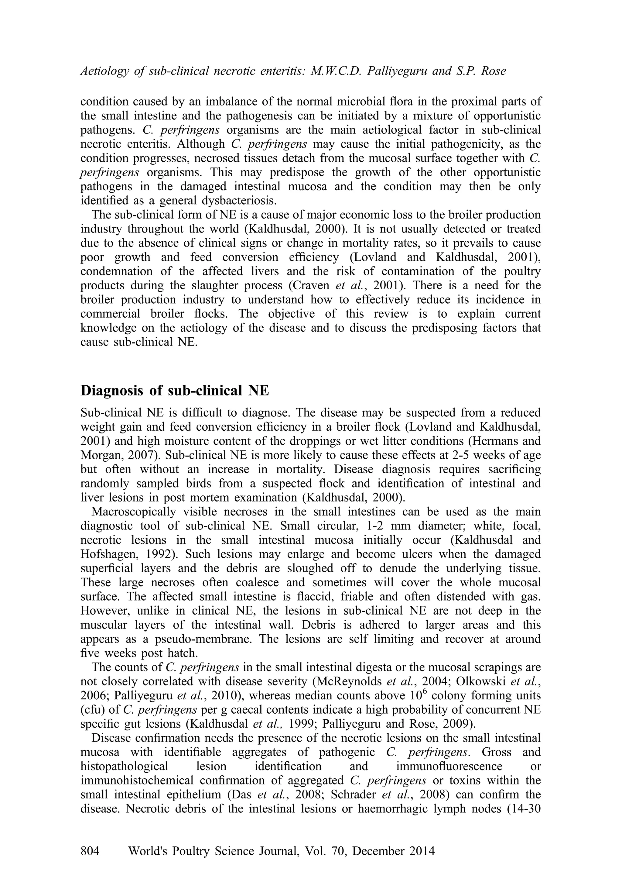 Sub-clinical necrotic enteritis: its aetiology and predisposing factors ...