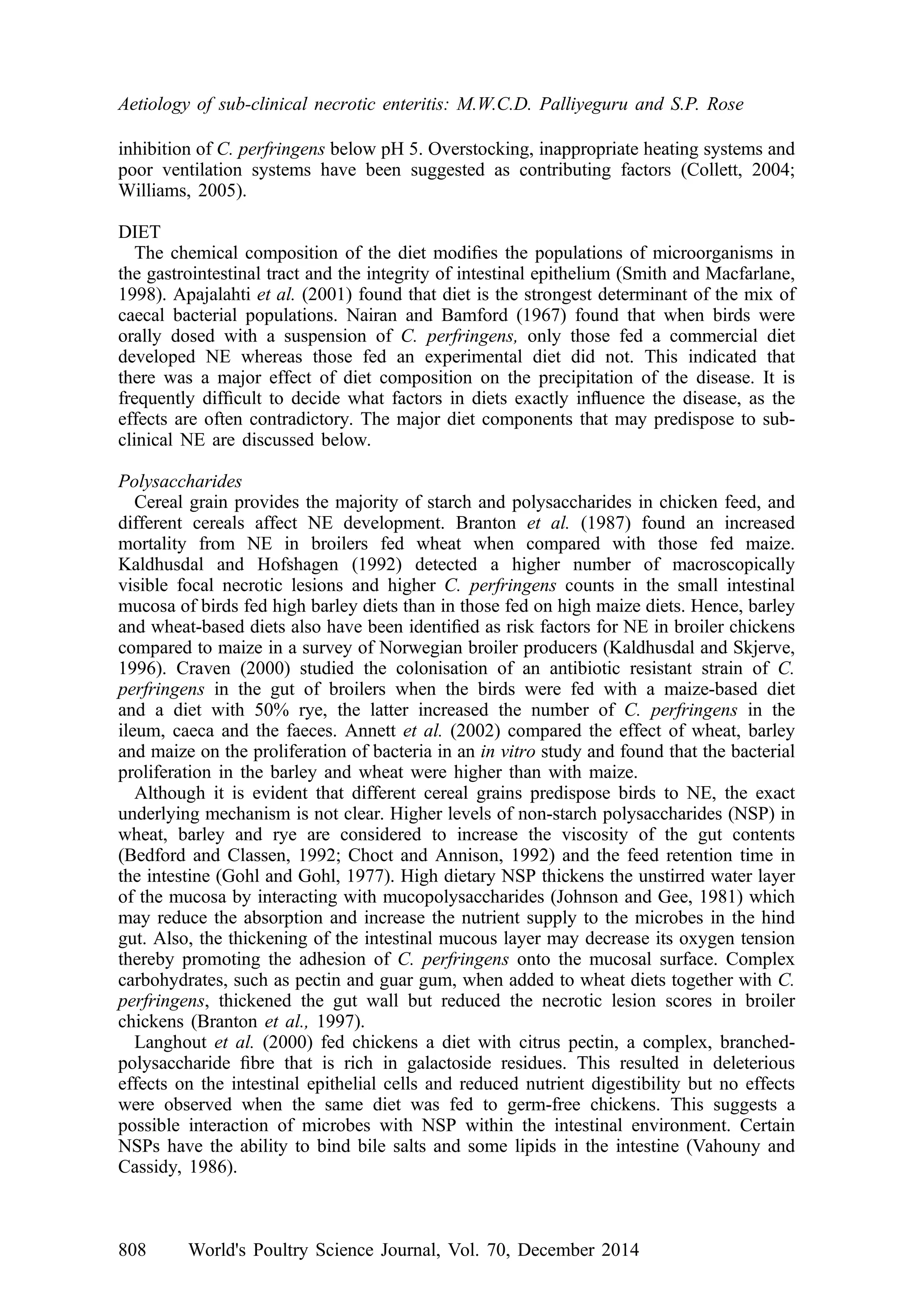 Sub-clinical necrotic enteritis: its aetiology and predisposing factors ...