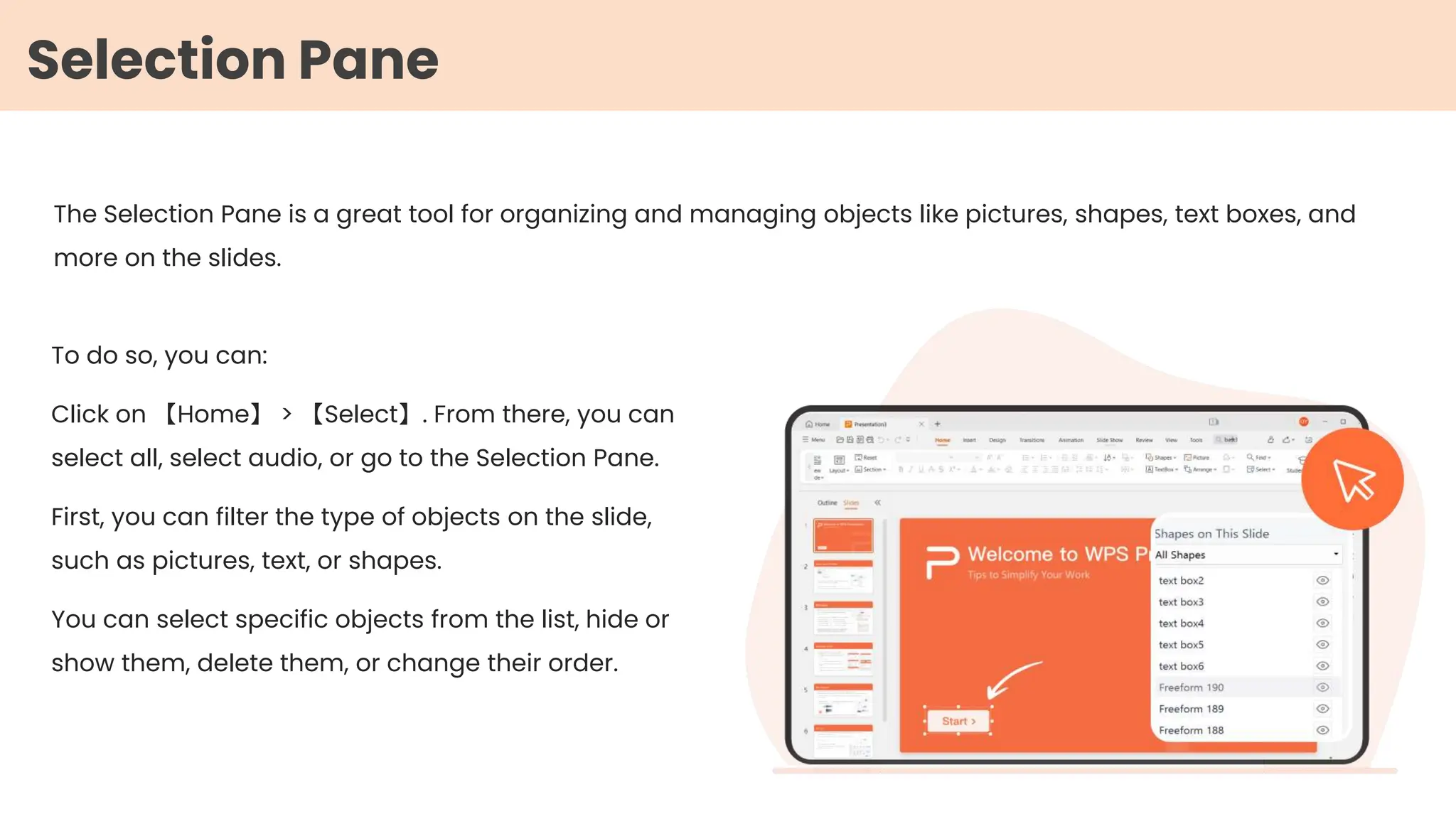 WPS Slides Quick Start Guide - PRIMEIROS PASSOS | PPT