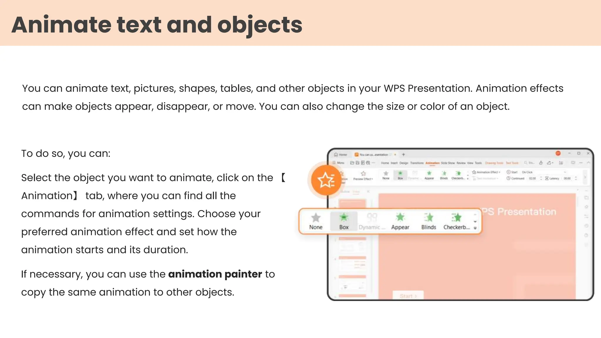 WPS Slides Quick Start Guide - PRIMEIROS PASSOS | PPT