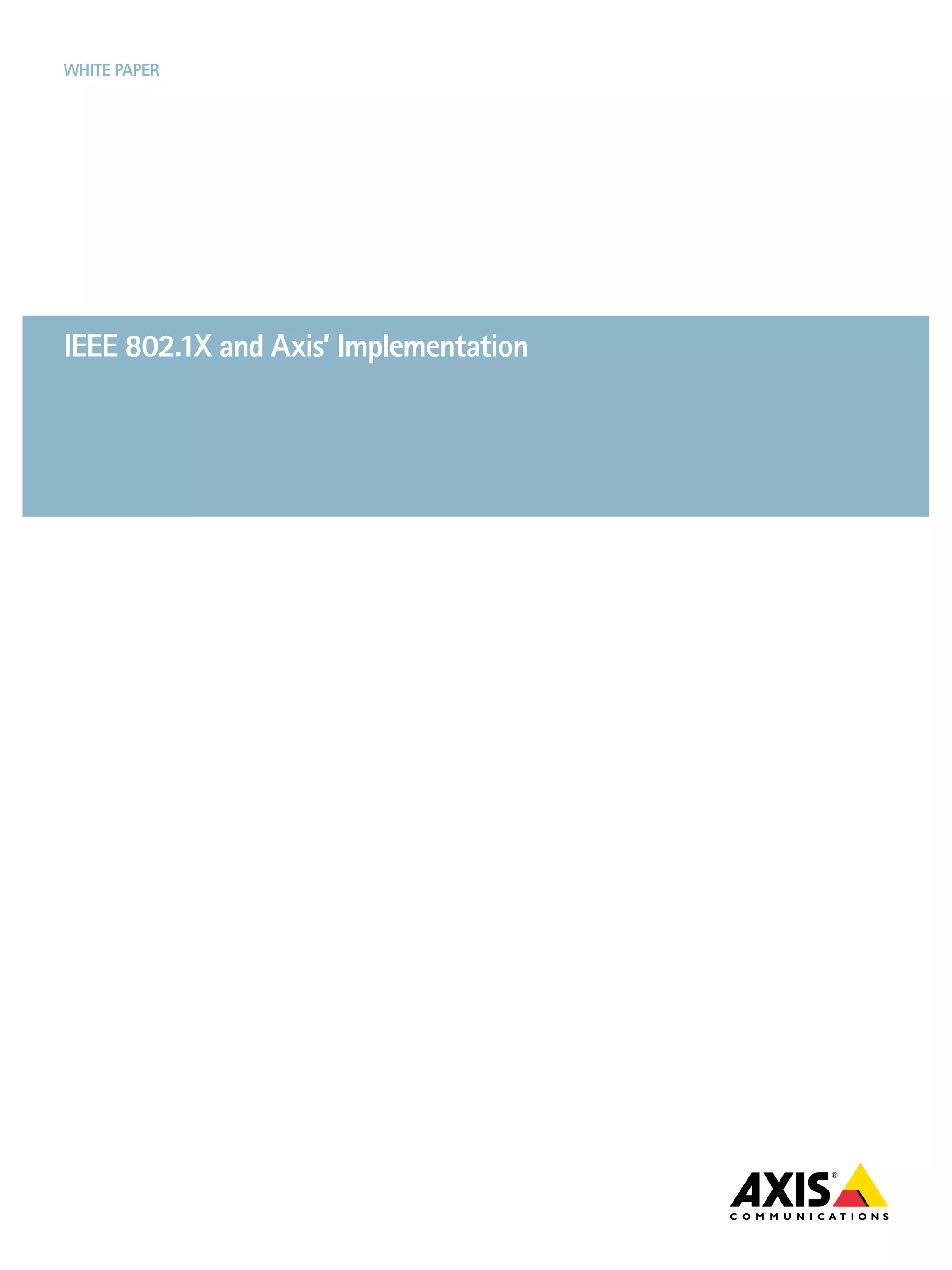 IEEE 802.1X and Axis’ Implementation | PDF
