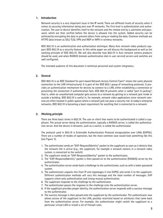 IEEE 802.1X and Axis’ Implementation | PDF