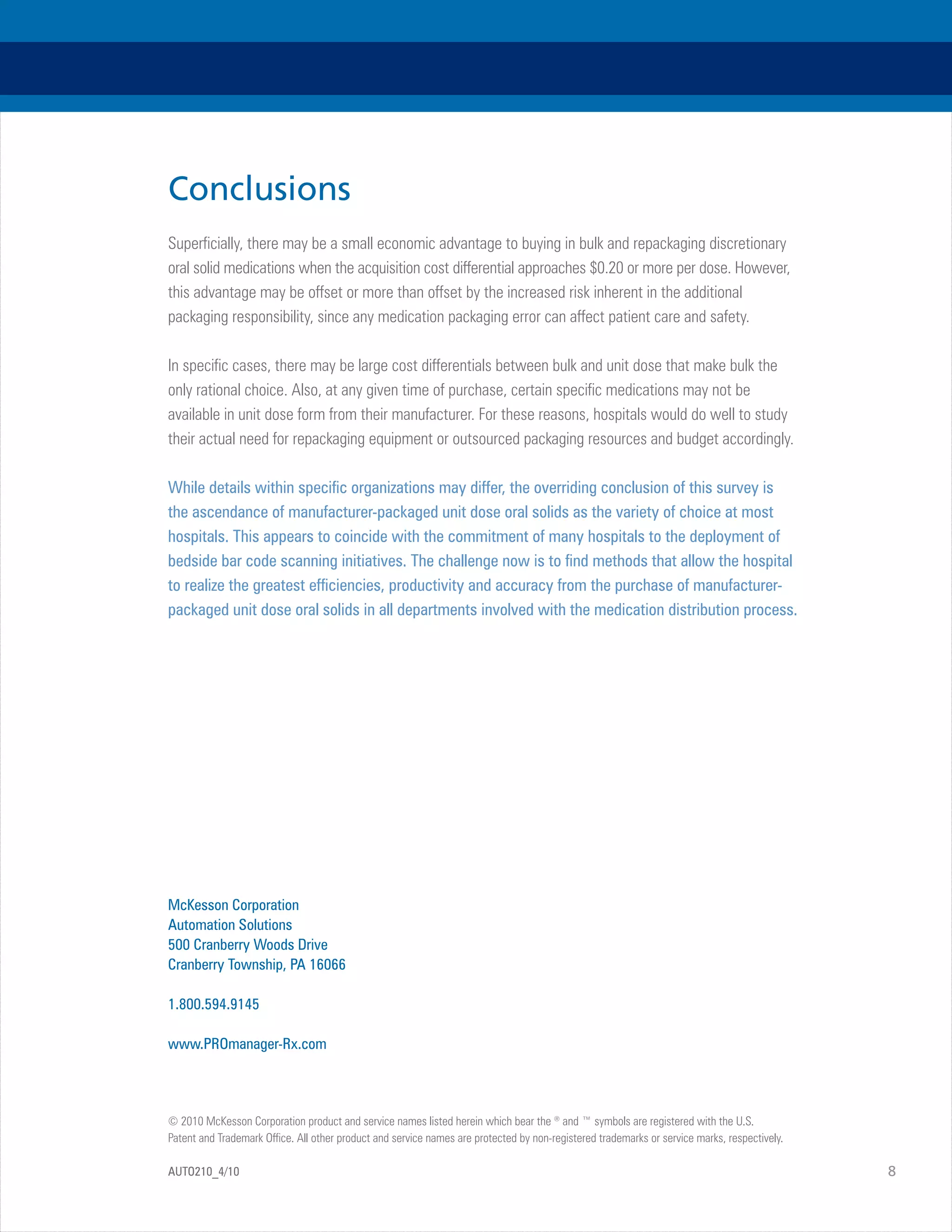 Unit Dose vs. Bulk Oral Solid Medication Purchasing Patterns and ...