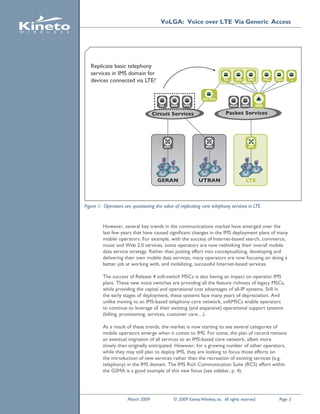 VoLGA: Voice over LTE Via Generic Access | PDF