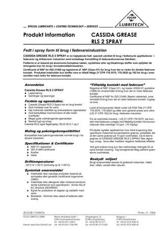 Tds cassida grease rls spray dk | PDF