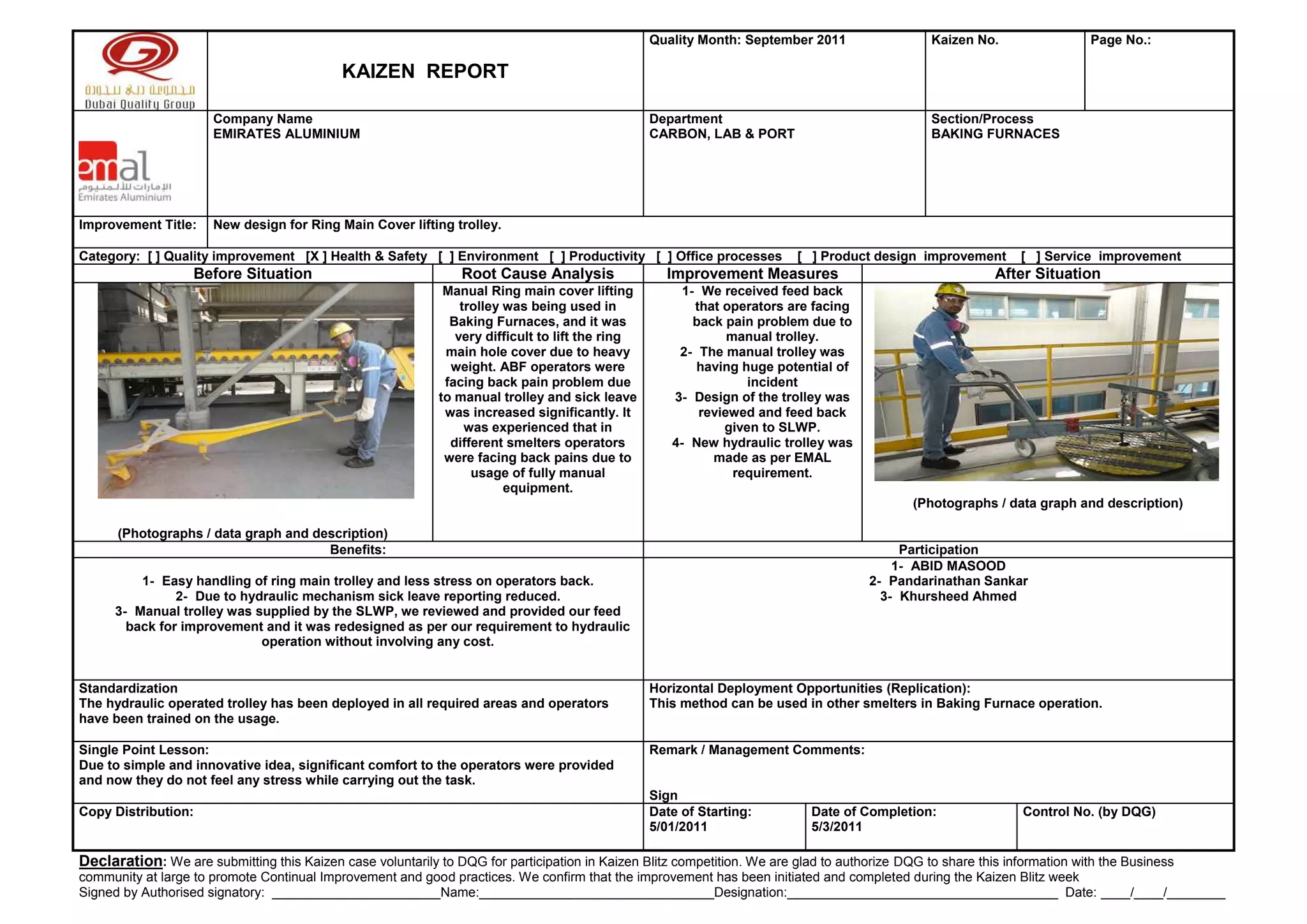 WQD2011 - KAIZEN - EMAL - New design for Ring Main Cover lifting ...