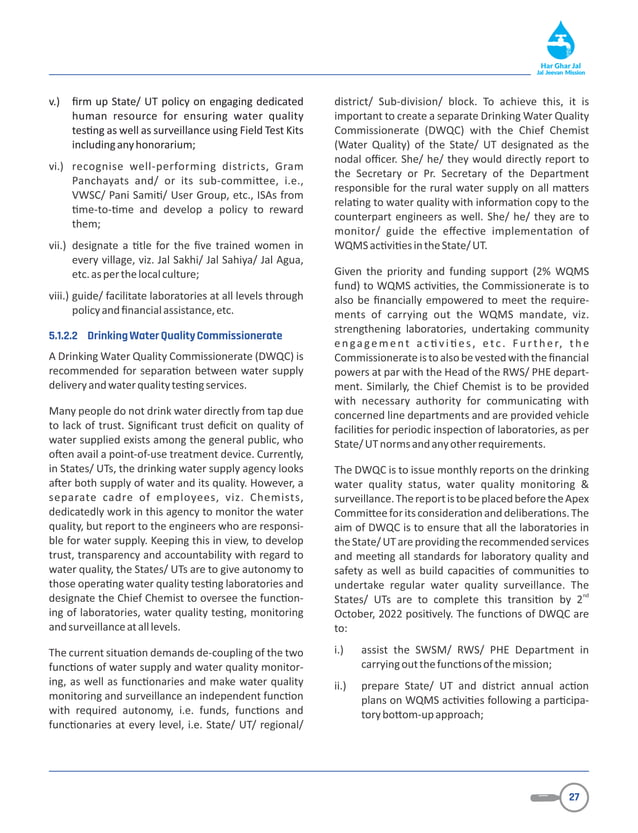 Drinking Water Quality Monitoring & Sur veillance F rame work | PDF