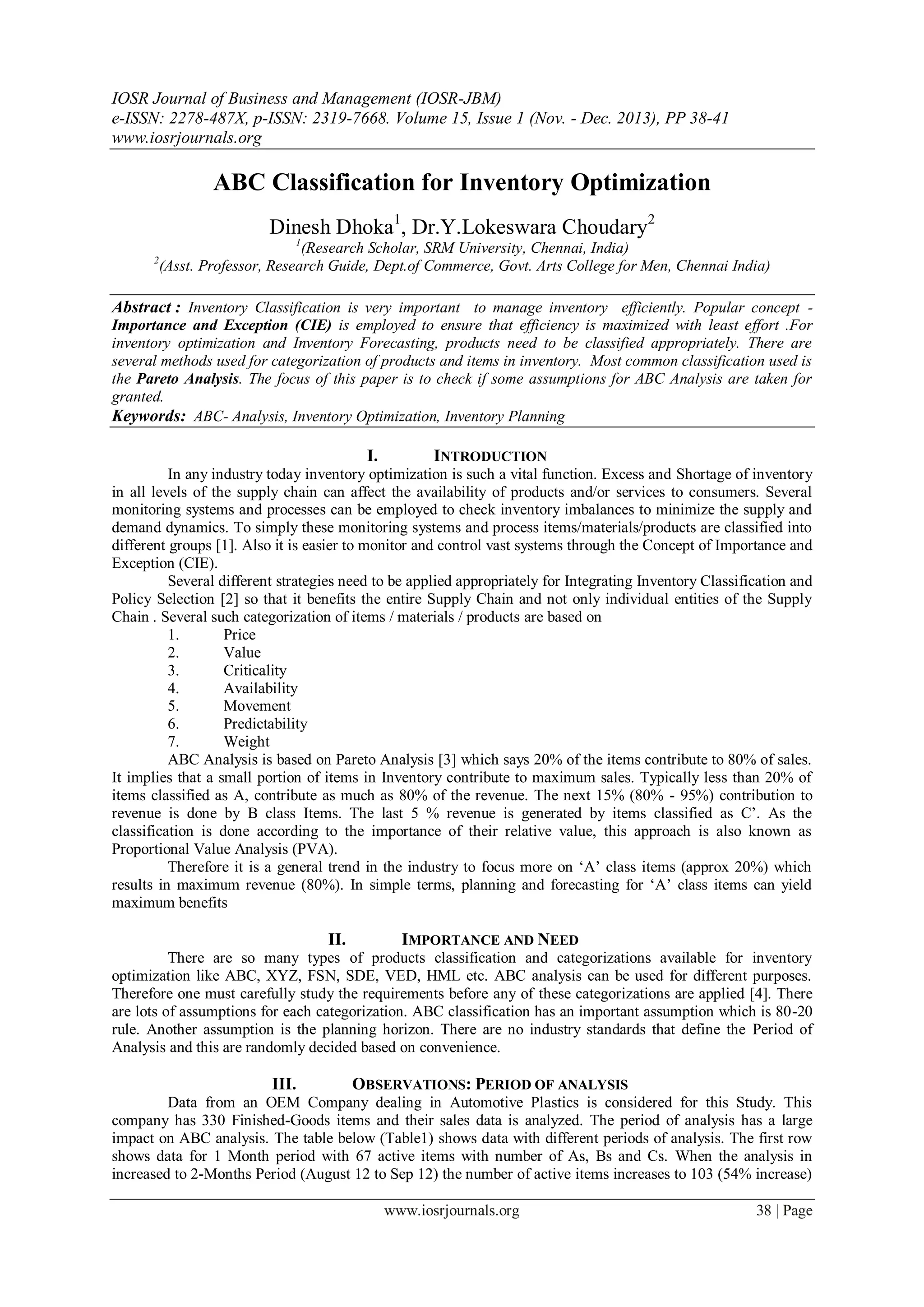 The ABC analysis | PDF | Logistics | Business