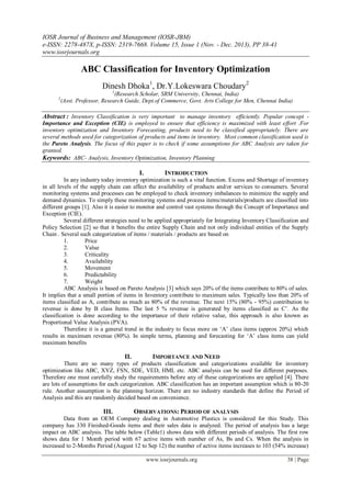 The ABC analysis | PDF | Logistics | Business