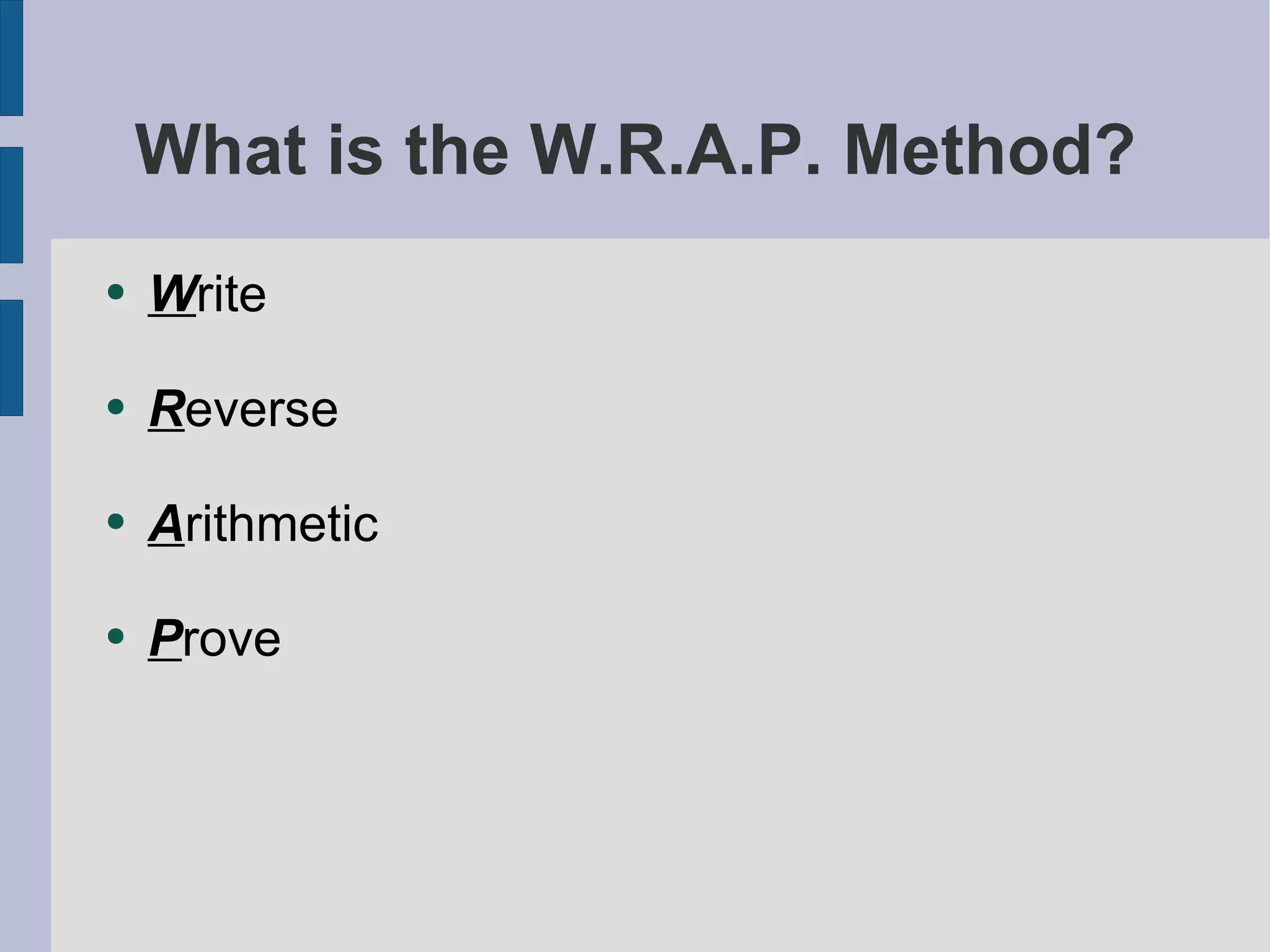 W.R.A.P. Method | ODP