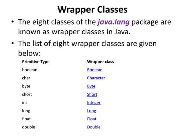 Wrapper classes | PPTX