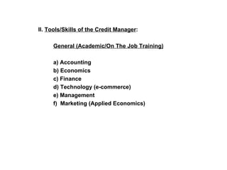 Marketing the Credit Management Position | PPT
