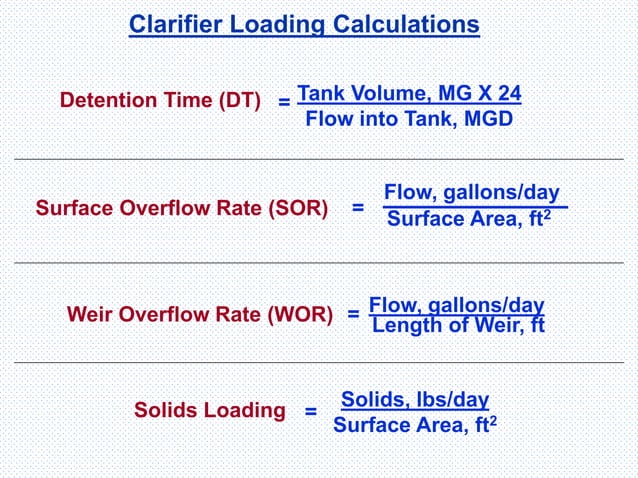 clarifier-calculations | PPT | Physics | Science