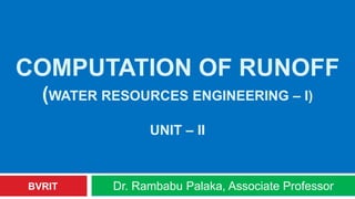Computation of Runoff | PPTX
