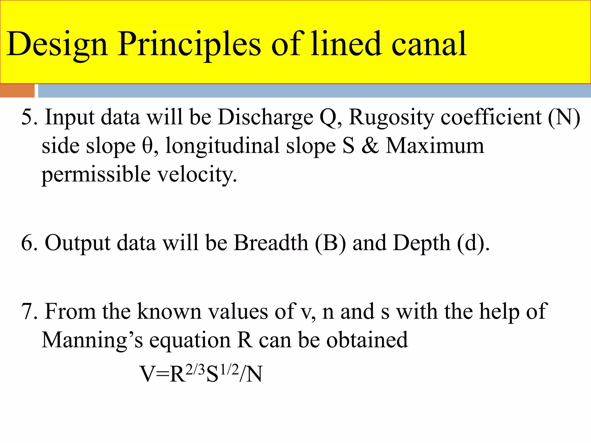 Design of Lined Canal and Canal Lining | PPTX