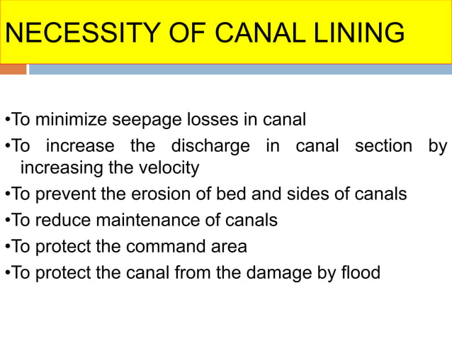 Design of Lined Canal and Canal Lining | PPTX | Geology | Science