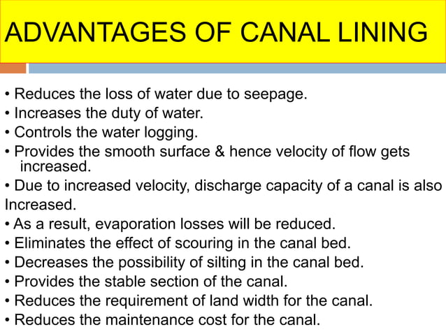 Design of Lined Canal and Canal Lining | PPTX | Geology | Science