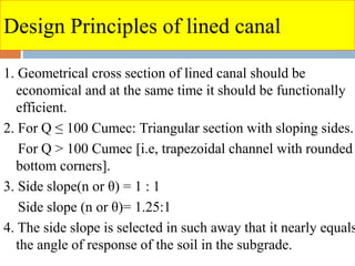 Design of Lined Canal and Canal Lining | PPTX