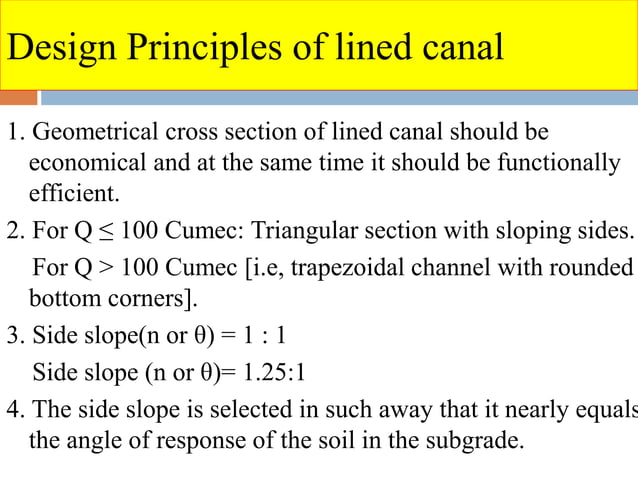 Design of Lined Canal and Canal Lining | PPTX | Geology | Science