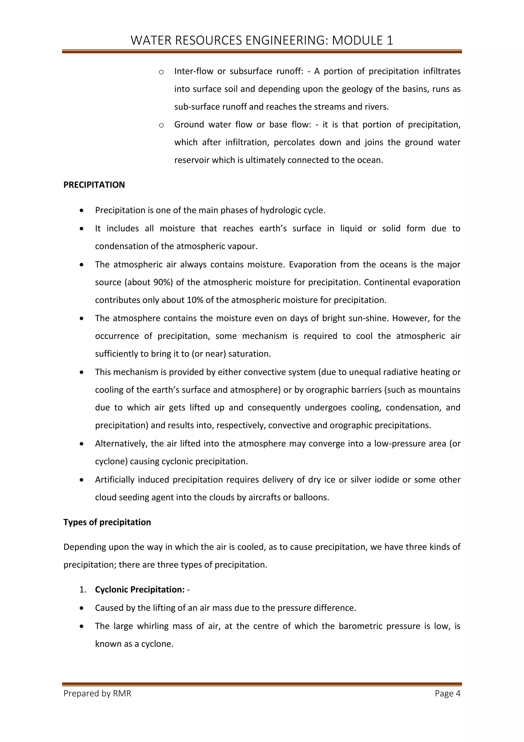 WATER RESOURCES ENGINEERING MODULE 1 NOTES | PDF