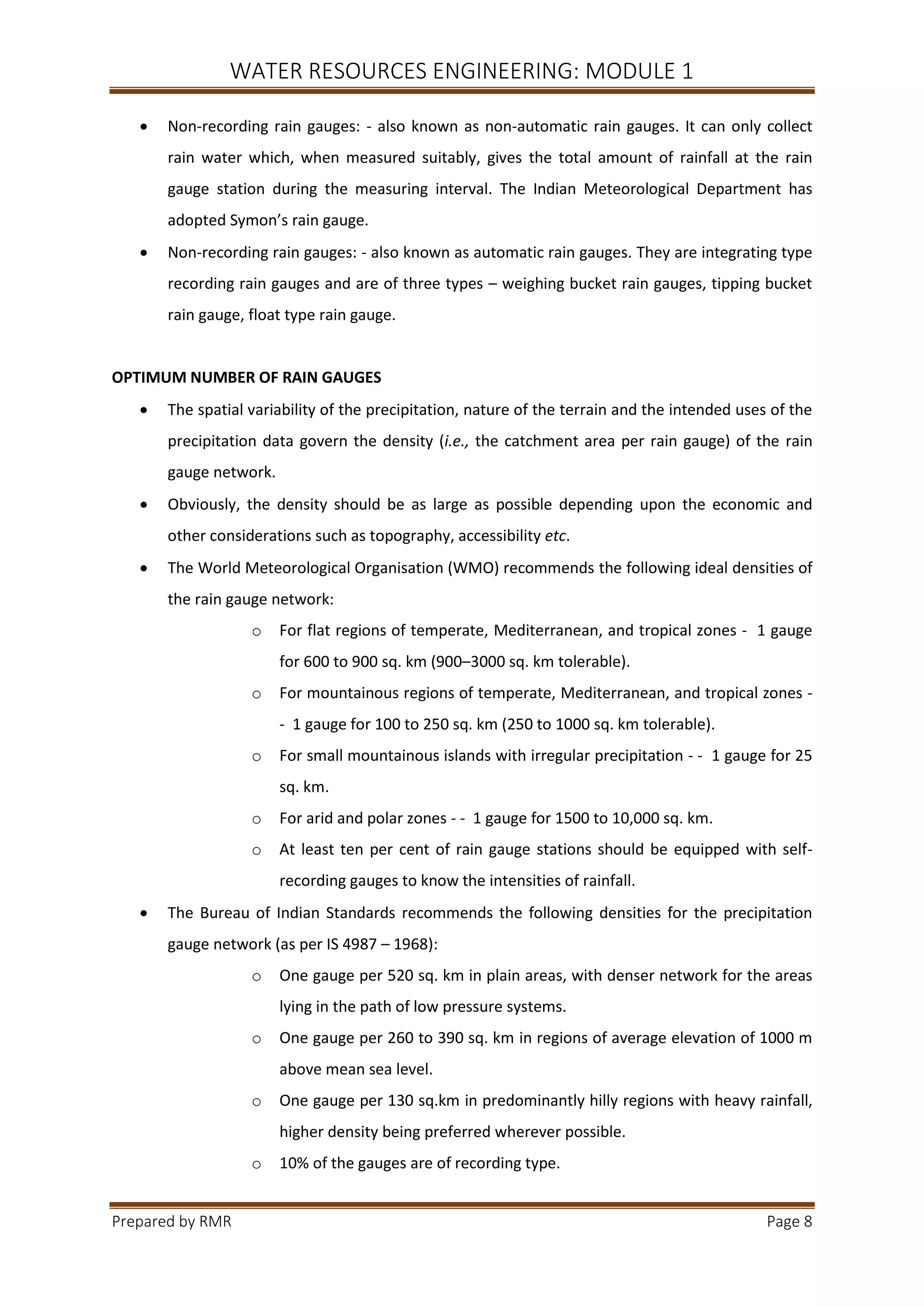 WATER RESOURCES ENGINEERING MODULE 1 NOTES | PDF