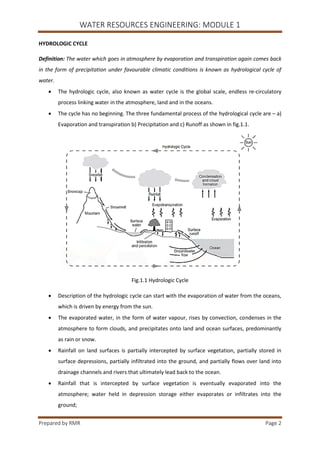 WATER RESOURCES ENGINEERING MODULE 1 NOTES | PDF