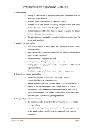 WATER RESOURCES ENGINEERING MODULE 1 NOTES | PDF