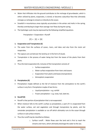 WATER RESOURCES ENGINEERING MODULE 1 NOTES | PDF