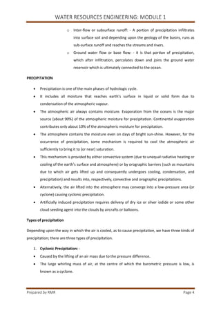 WATER RESOURCES ENGINEERING MODULE 1 NOTES | PDF