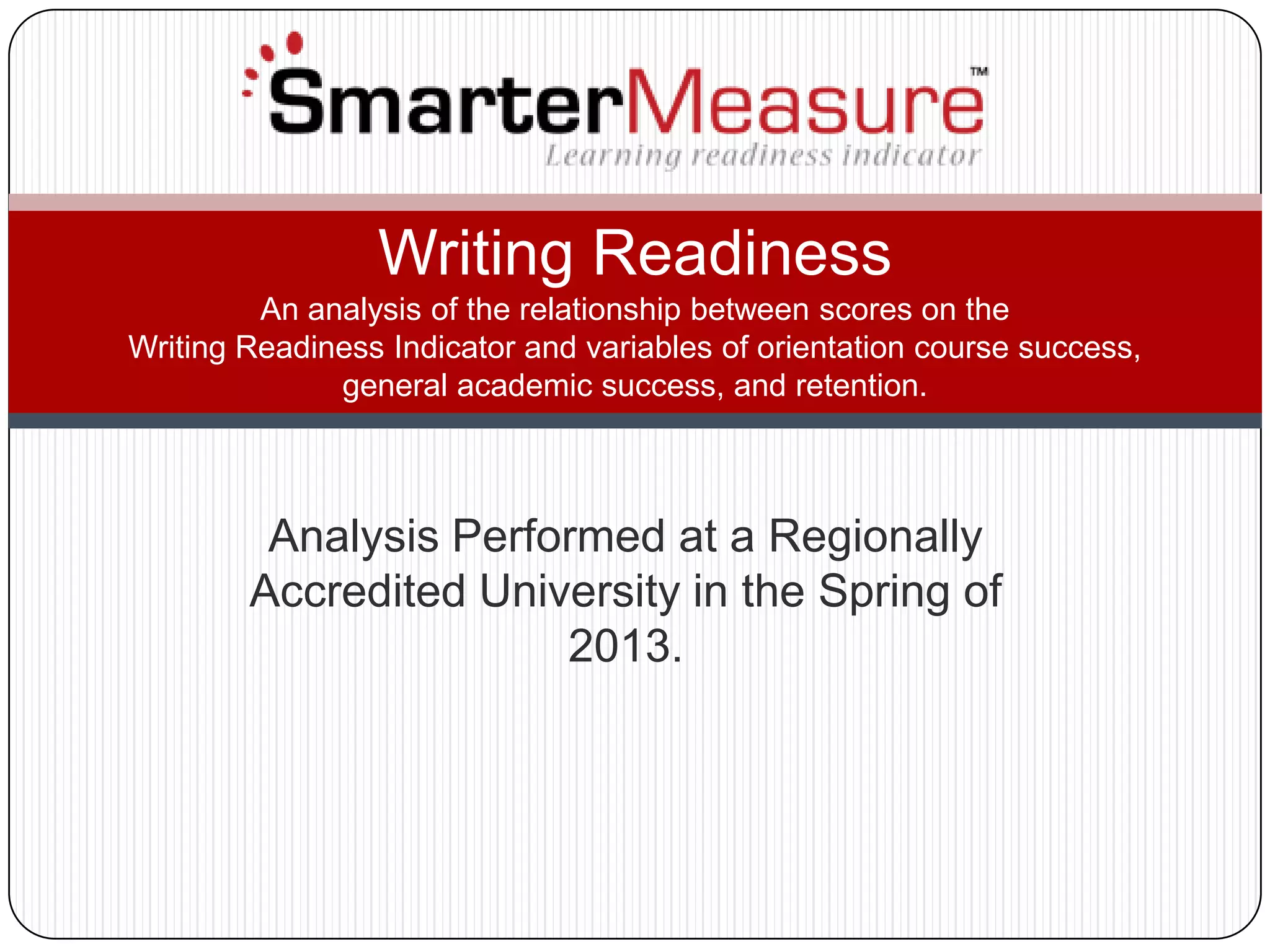 Writing Readiness Indicator Analysis | PPTX