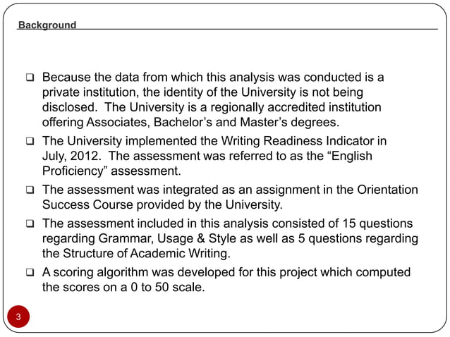 Writing Readiness Indicator Analysis | PPT