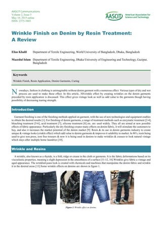 Wrinkle finish on denim by resin treatment: A Review | PDF