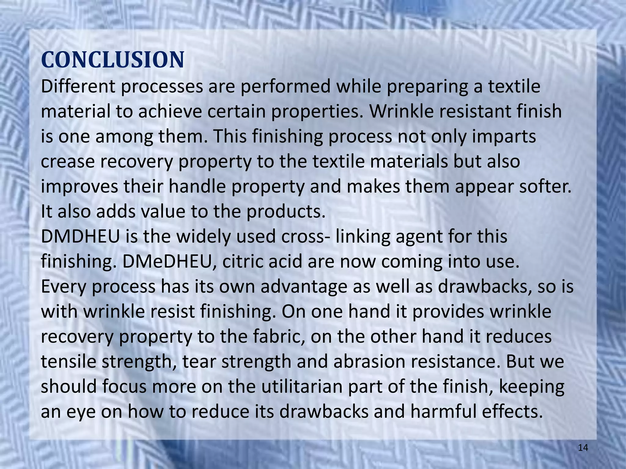 Wrinkle resist finish | PPTX